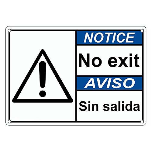 Amazon.com: Weatherproof Plastic ANSI Notice No Exit - Sin Salida Sign ...