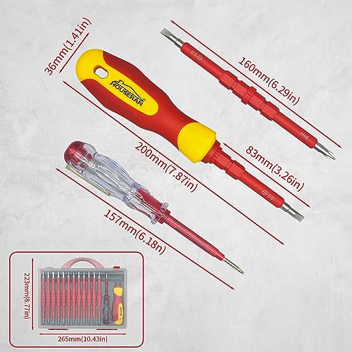 Insulated Screwdriver, HOUSERAN 26 Pcs Screwdriver Set, Magnetic Tip ...