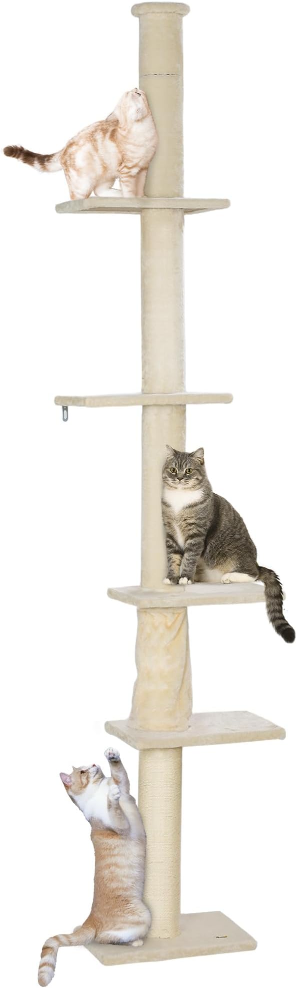 Amazon.com : PawHut Floor to Ceiling Cat Tree, 89"-108" 5 Tier Cat ...