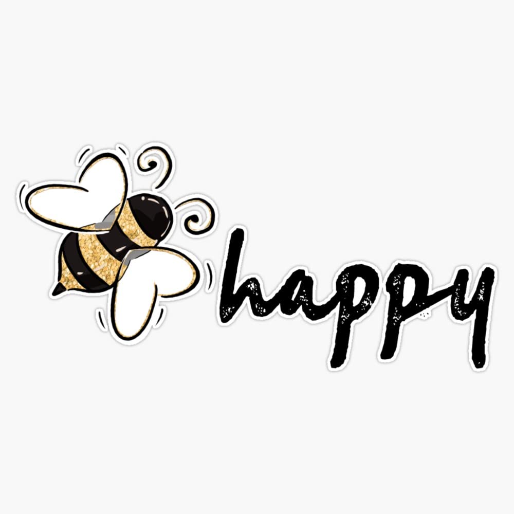 Amazon.com: EB Store Bee Happy Bumper Sticker Vinyl Decal 5 inches ...