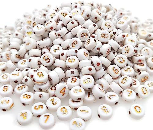 Amazon.com: 1000pcs Acrylic Number Beads 0-9 Round Number Beads 4x7mm ...