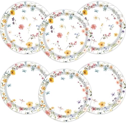 Amazon.com: Cheerland 24 PCS Floral Paper Plates for Mother's Day Baby ...