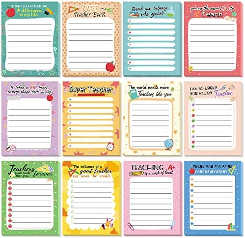 Amazon.com : 12 Pack Teacher Notepad Teacher Sticky Notes for Teacher ...