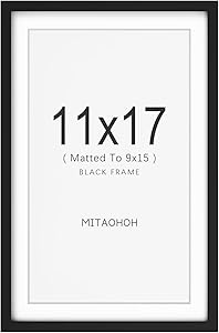 Amazon.com - MITAOHOH 11x17 Picture Frame, 9x15 with Mat or 11x17 ...