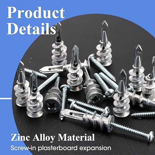 MSKS 20Pcs Plasterboard Fixings with Screws, Heavy Duty Metal Self ...