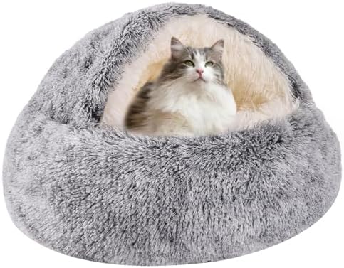 Amazon.com : CATISM Cat Bed, Plush Hooded Cat Beds for Indoor Cats ...