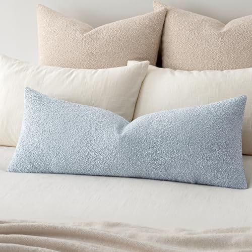 Amazon.com: MIULEE Textured Boucle Throw Pillow Cover Light Blue Accent ...