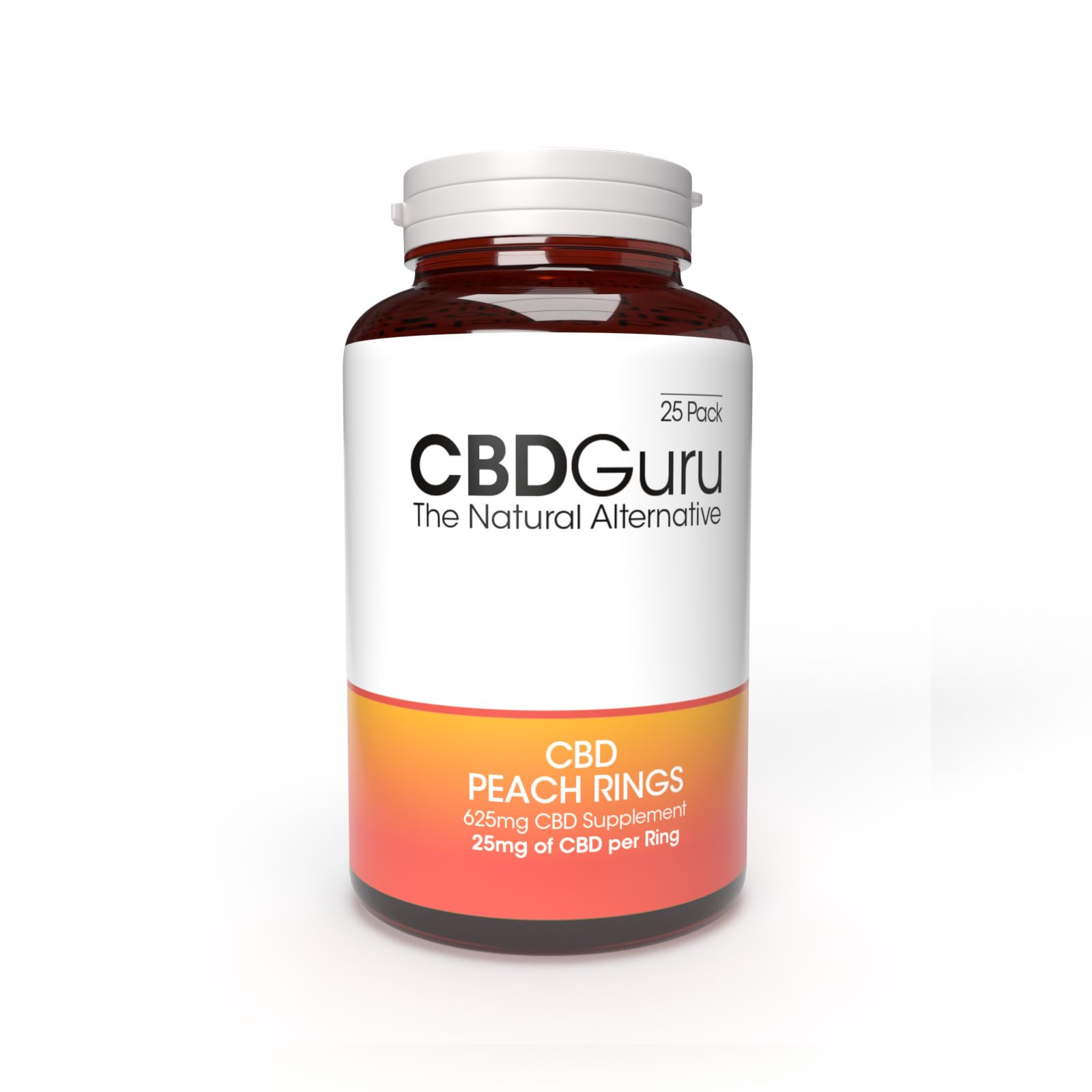 CBD Guru CBD Peach Rings 25mg 25 Pack - PeachFlavour Broad Spectrum CBD Bottles for Sleep ...