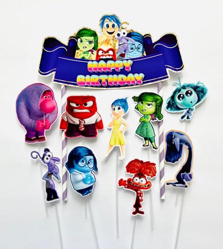 Amazon.com: Happy Birthday Inside Out Themed Cake Topper : Hogar y Cocina