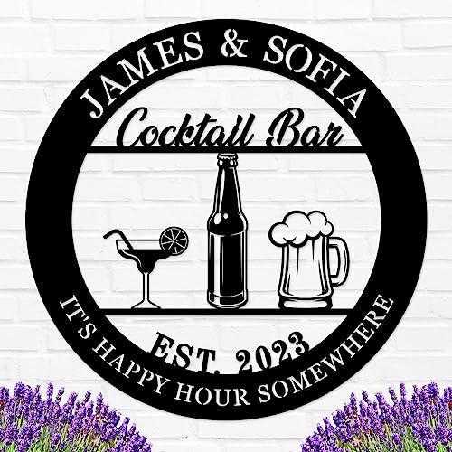 Amazon.com: Personalized Cocktail Bar metal Sign, Custom Cocktail metal ...
