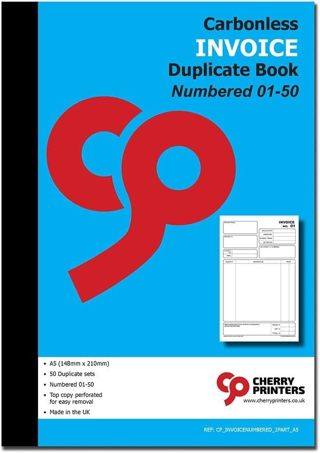 Cherry Carbonless NCR Duplicate Sales Invoice Book Numbered 1-50 ...
