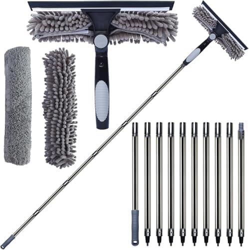 Amazon.com: 20+ Feet Reach 2 in 1 Window Washing Squeegee & Duster with ...
