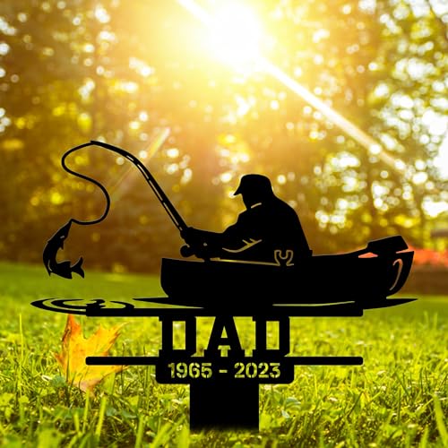 Amazon.com: Personalized Fishing Memorial Stake Metal, Father’s Day ...