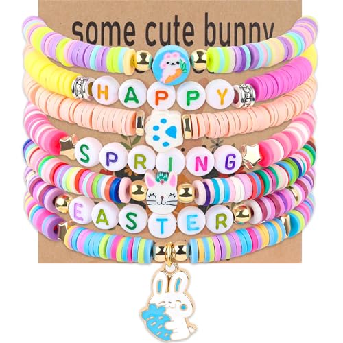 Amazon.com: 7Pcs Easter Bunny Basket Gifts Bracelet, Easter Gifts for ...