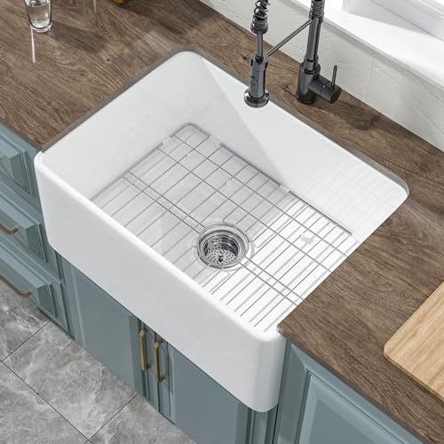 HOMLYLINK Farmhouse Sink 24 x 18 Inch Small Farm Sink White Apron Sink ...