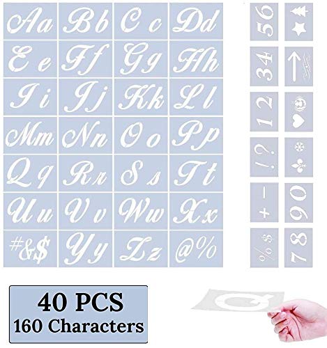 Buy Letter Stencils Alphabet Stickers, with Calligraphy Font Upper and ...