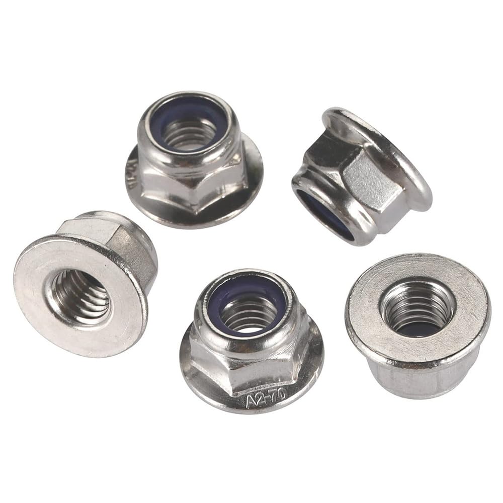 M12 Metric Hex Flange Nylon Insert Lock Nuts Locknuts, 304 Stainless ...