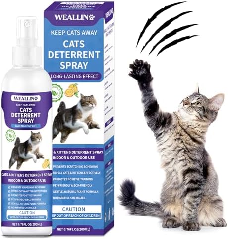 WEALLIN Cat Repellent Spray, 200ml Cat Deterrent Spray Indoor, Anti ...