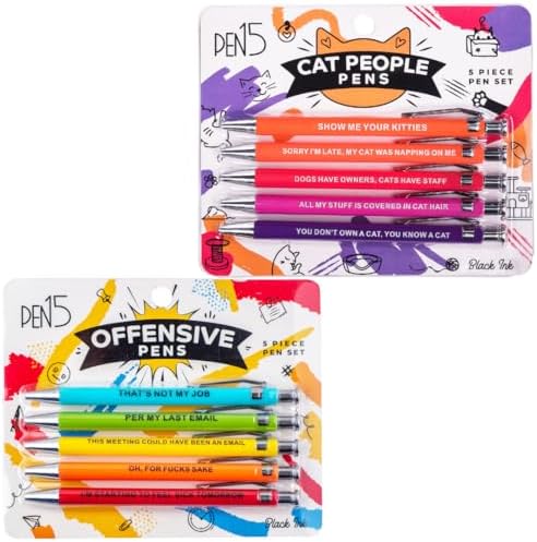 Amazon.com : Offensive & Cat Pens Bundle, Funny pens office gag gift ...