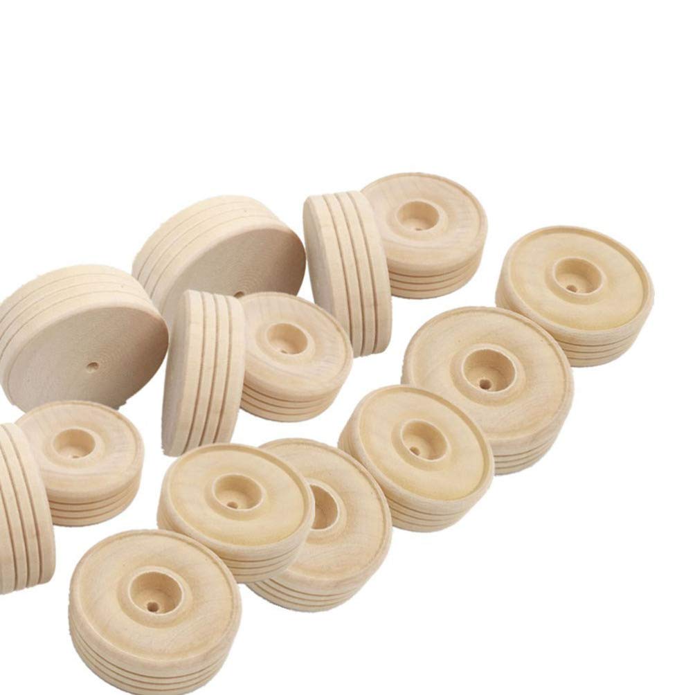 Childrens Toy 50pcs Small Wooden Wheels DIY Handmade Mini Car Tricycle ...