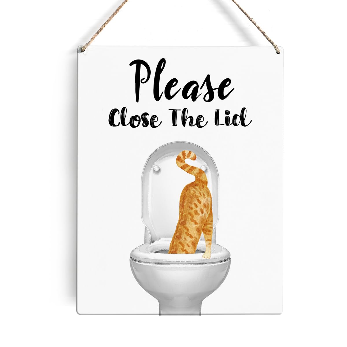 Amazon.com: GUDIAO Cat Bathroom Signs Wall Decor Rustic Please Close ...