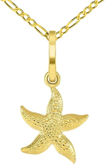 Amazon.com: Jewelry America 14k Yellow Gold Textured 3D Starfish Charm ...