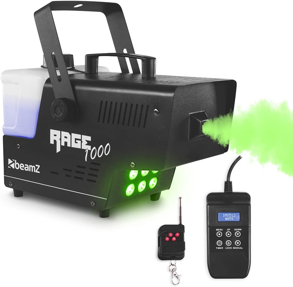 beamz RAGE1000LED Party Smoke Machine with Lights - 1000W Disco Fog ...