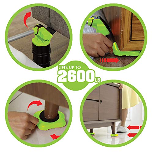 Heavy Duty Furniture Lifter with 4 Sliders for Easy and Safe - Want It All