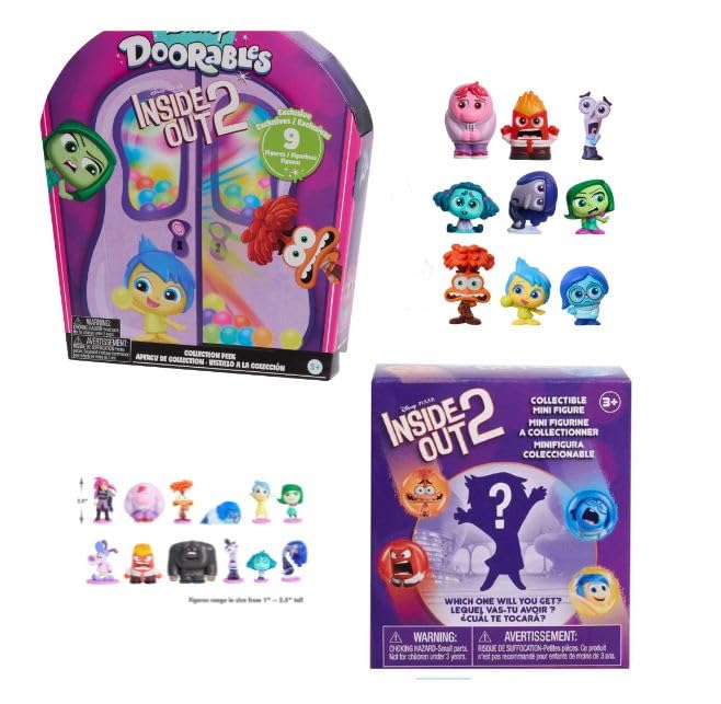 Inside Out 2 Collection Peek Bundle, 9 Collectible Mini Figures with 1 ...