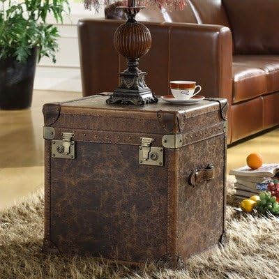 Amazon.com: Steamer Leather Storage Cube End Table : Home & Kitchen
