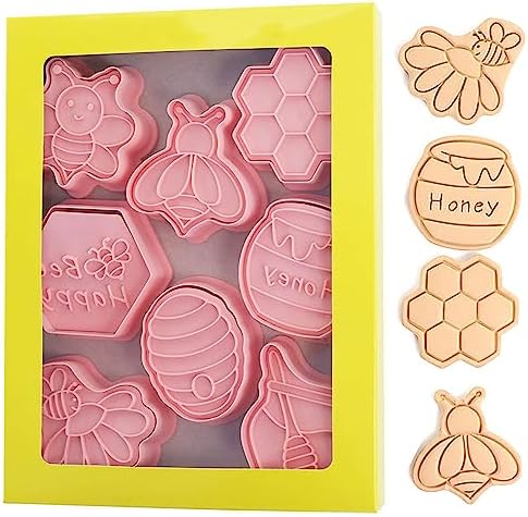 8 PCs Bee Cookie Cutter Set Bee Festival Theme Cookie Cutters Plastic ...