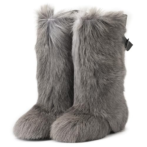Amazon.com: LITVIN Handmade Furry men real goat fur winter boots Viking ...