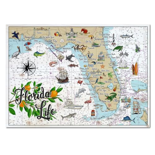 Amazon.com: Florida Landmark Map | Wood Map Plank Wall Art | 11" X 16 ...