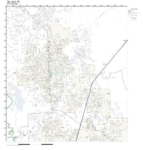 Amazon.com : ZIP Code Wall Map of De Land, FL ZIP Code Map Not ...