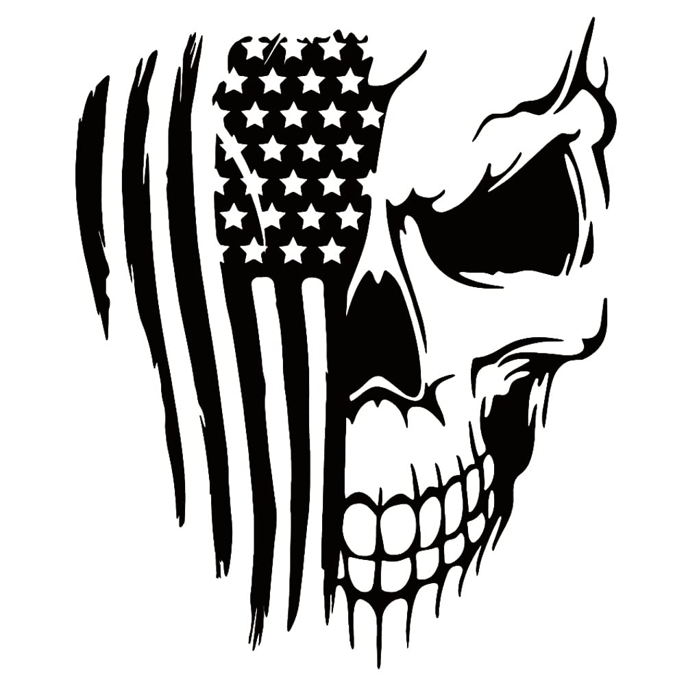 Amazon.com - JSCARLIFE American Flag Skull Distressed Car Sticker Decal ...