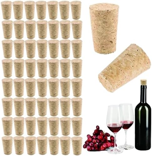 60Pcs Corks, Wine Bottle Corks Natural Soft Wood Tapered Cork Stopper ...
