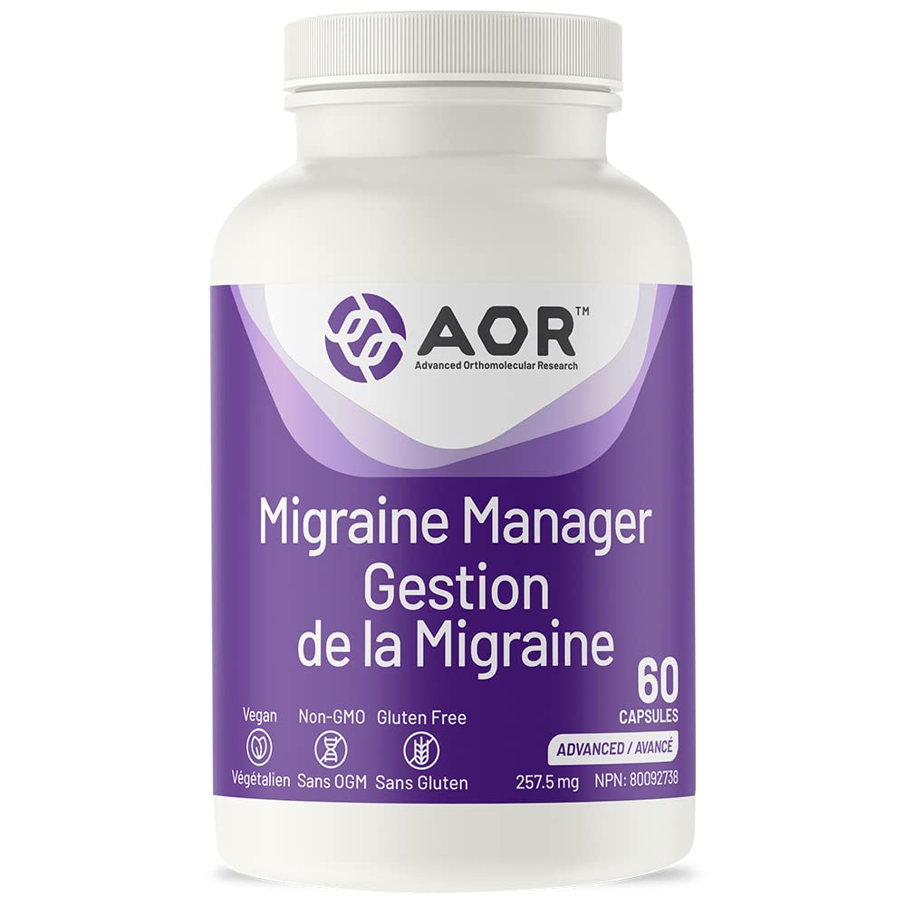 AOR Migraine Manager, 60 Caps - Balanced Support with Vinpocetine ...