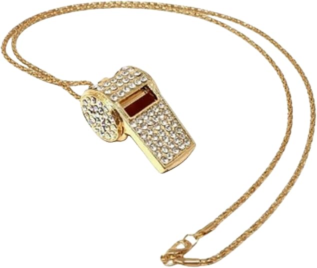 Amazon.com: Hilufiet Whistle Pendant Necklace Long Chain Gold ...