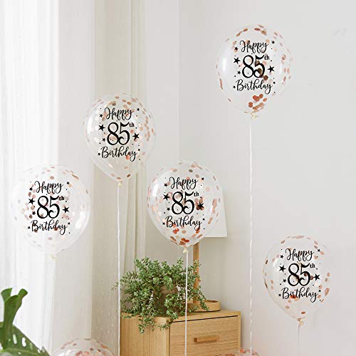 Buy Rose Gold 85th Confetti Latex Balloons, Woman Happy 85 Years ...