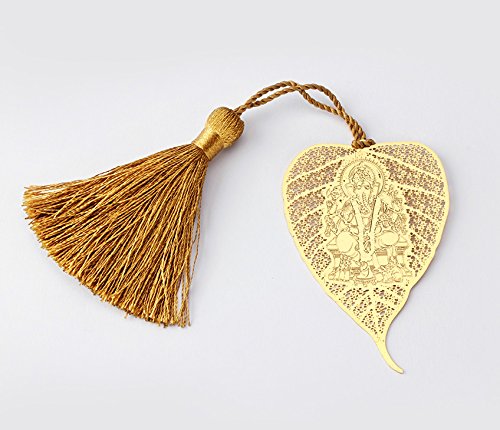 24kt Gold-Plated Ganesh Ji Bookmark on peepal Leaf : Amazon.in: Office ...