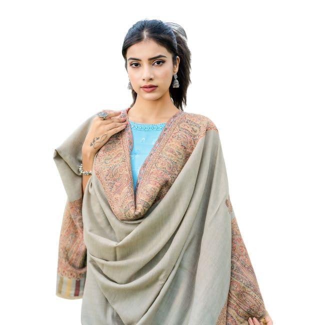 Buy ShawlGul Antique Badam Border Kani Wool Shawls/Kashmiri Shawl/Women ...