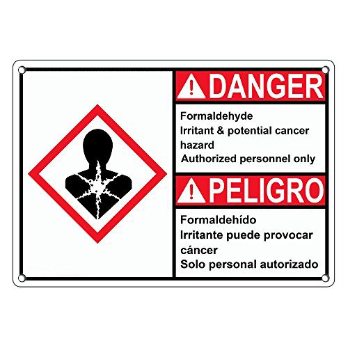 Weatherproof Plastic ANSI and GHS Danger Formaldehyde Irritant & Cancer ...