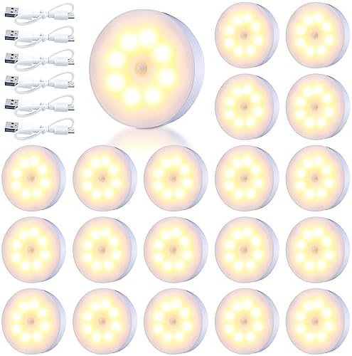 Retisee 20 Pieces LED Motion Sensor Lights Wireless Closet Lights ...