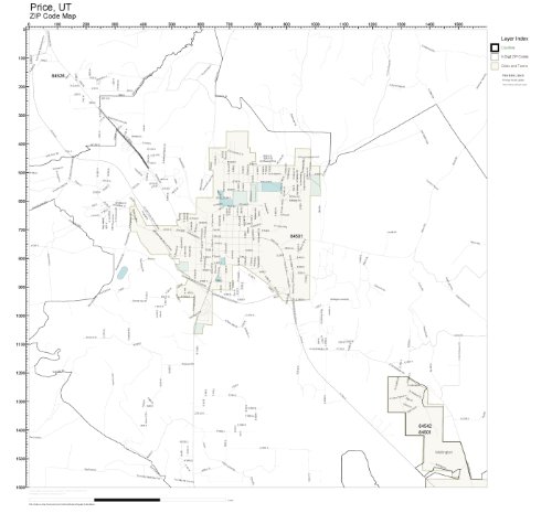ZIP Code Wall Map of Price, UT ZIP Code Map Laminated: Amazon.com ...