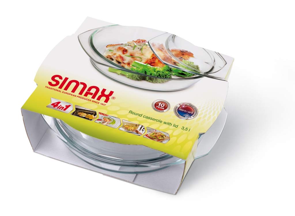 Amazon.com: Simax Round heatproof dish with lid 1L, one size, clear ...