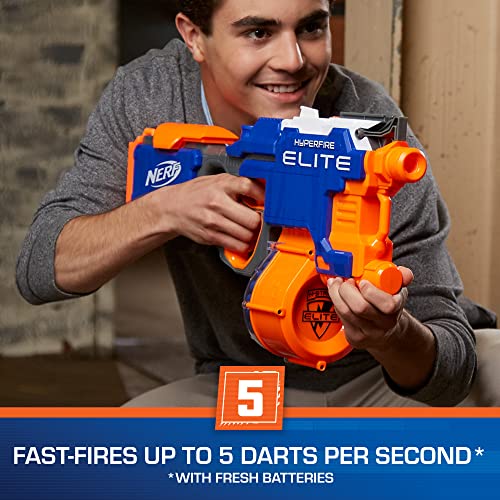 Nerf HyperFire Motorized Elite Blaster, 25-Dart Drum, Fires Up to 5 ...