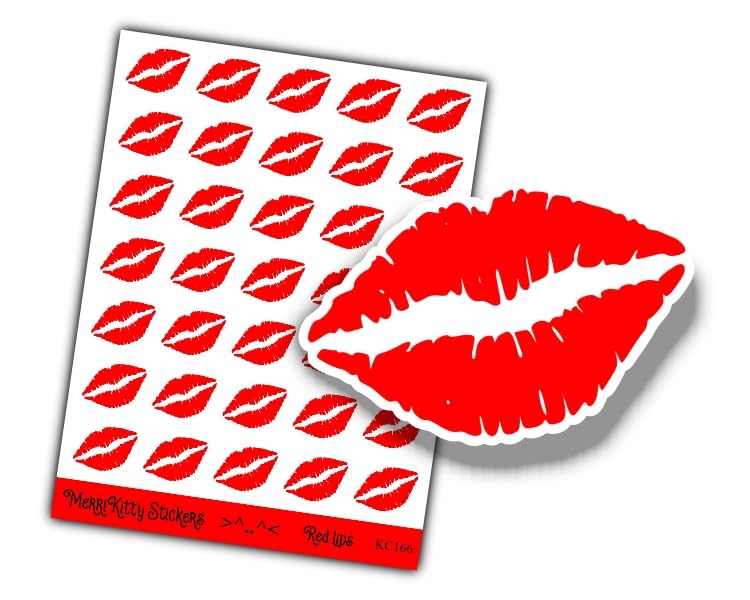 Red Lips Stickers – Red Lipstick Stickers – Cute Planner Stickers ...