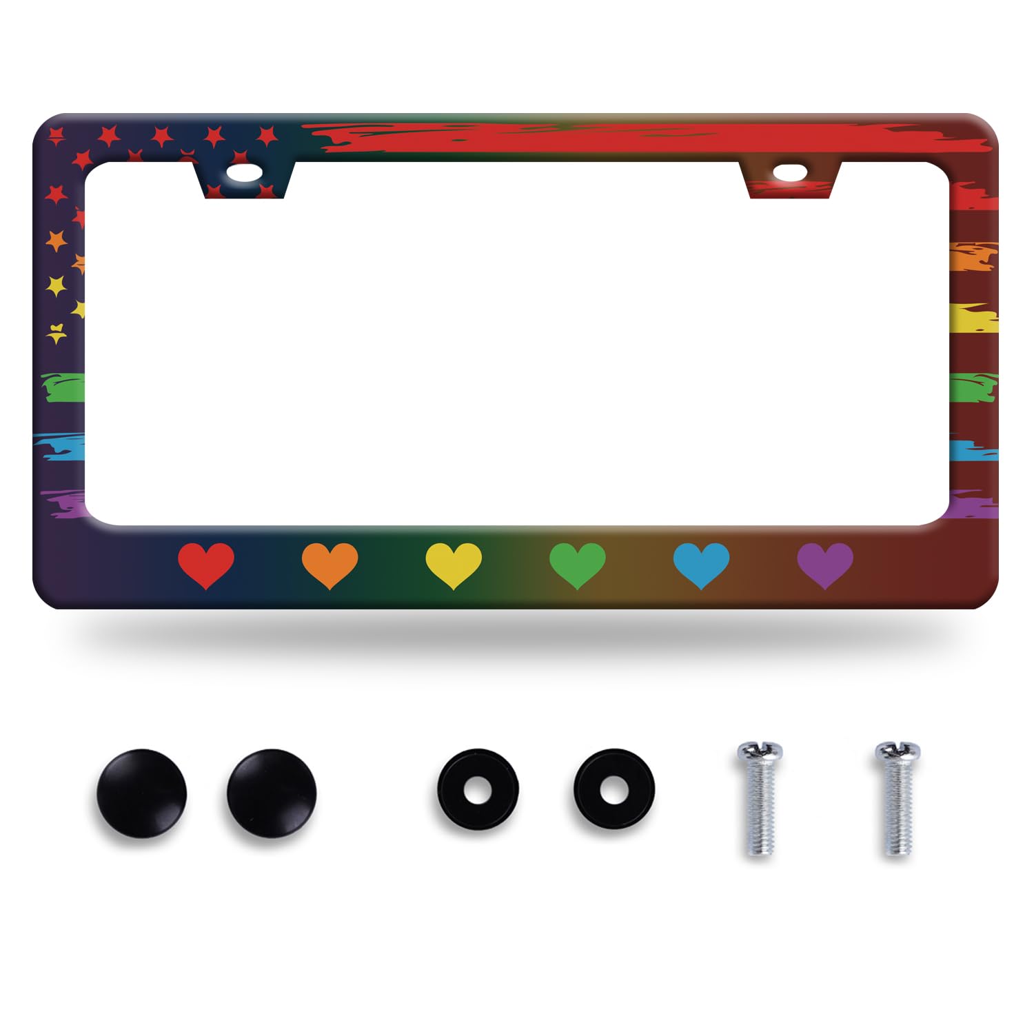 Amazon.com: Rainbow Heart License Plate Frame Gay Pride LGBT License ...