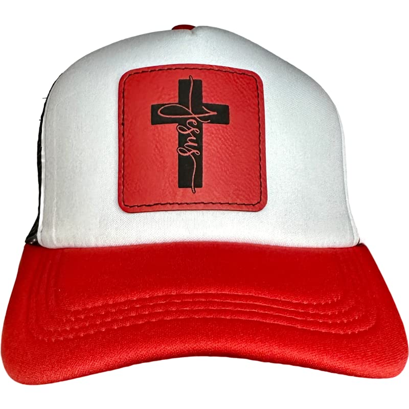 Amazon.com: Jesus Cross Engraved Faux Leather Patch on a Foam Mesh ...