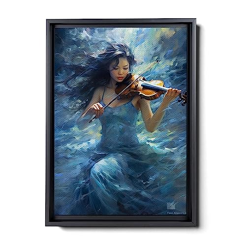 Amazon.com: Girl Playing Violin Painting - Canvas Art, Captivating ...